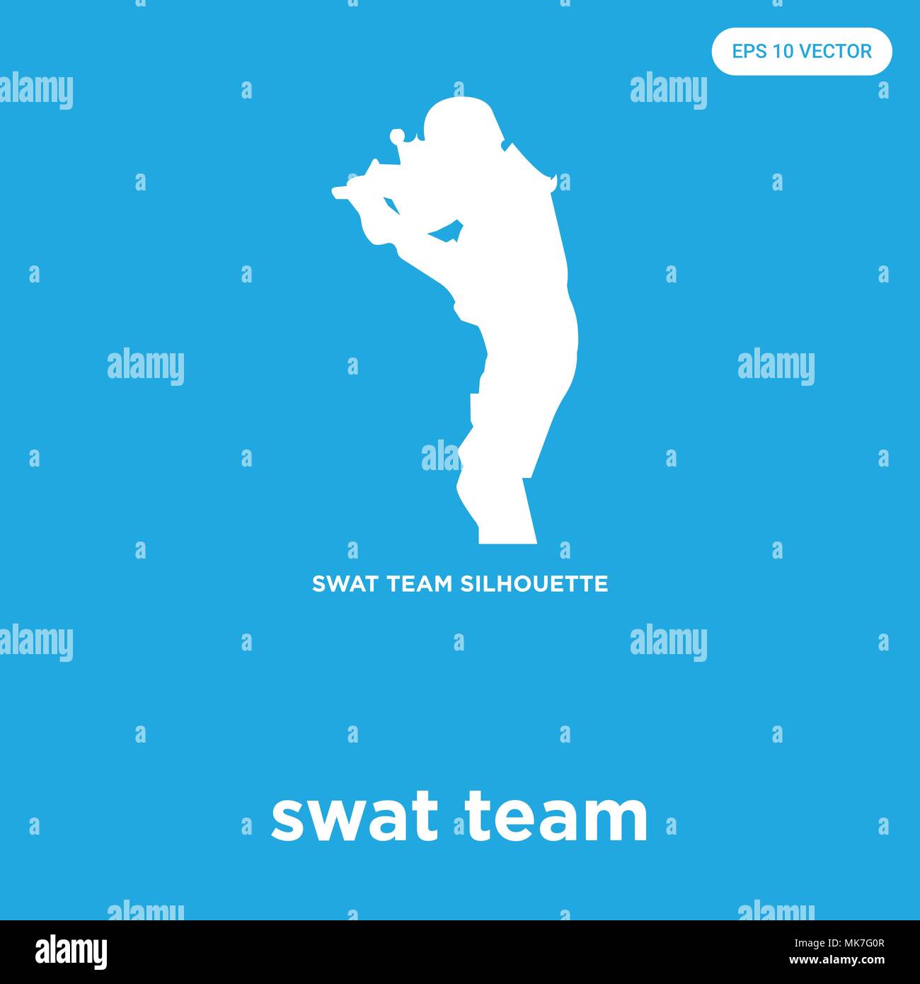 swat team vector icon isolated on blue background, sign and symbol ...