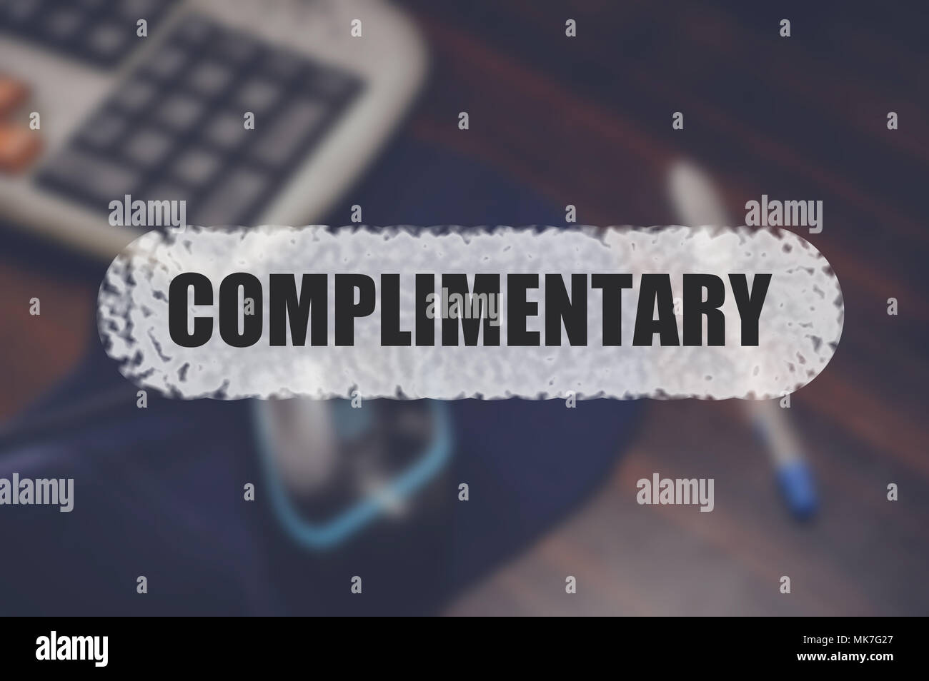 Complimentary word with blurring business background Stock Photo - Alamy
