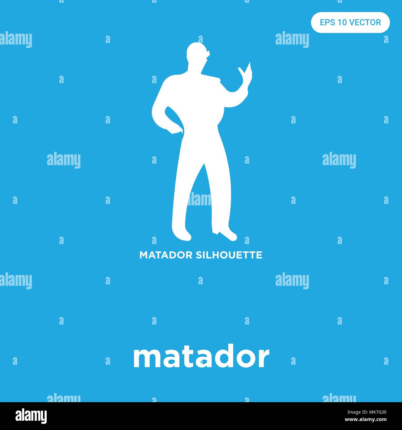 matador vector icon isolated on blue background, sign and symbol Stock ...