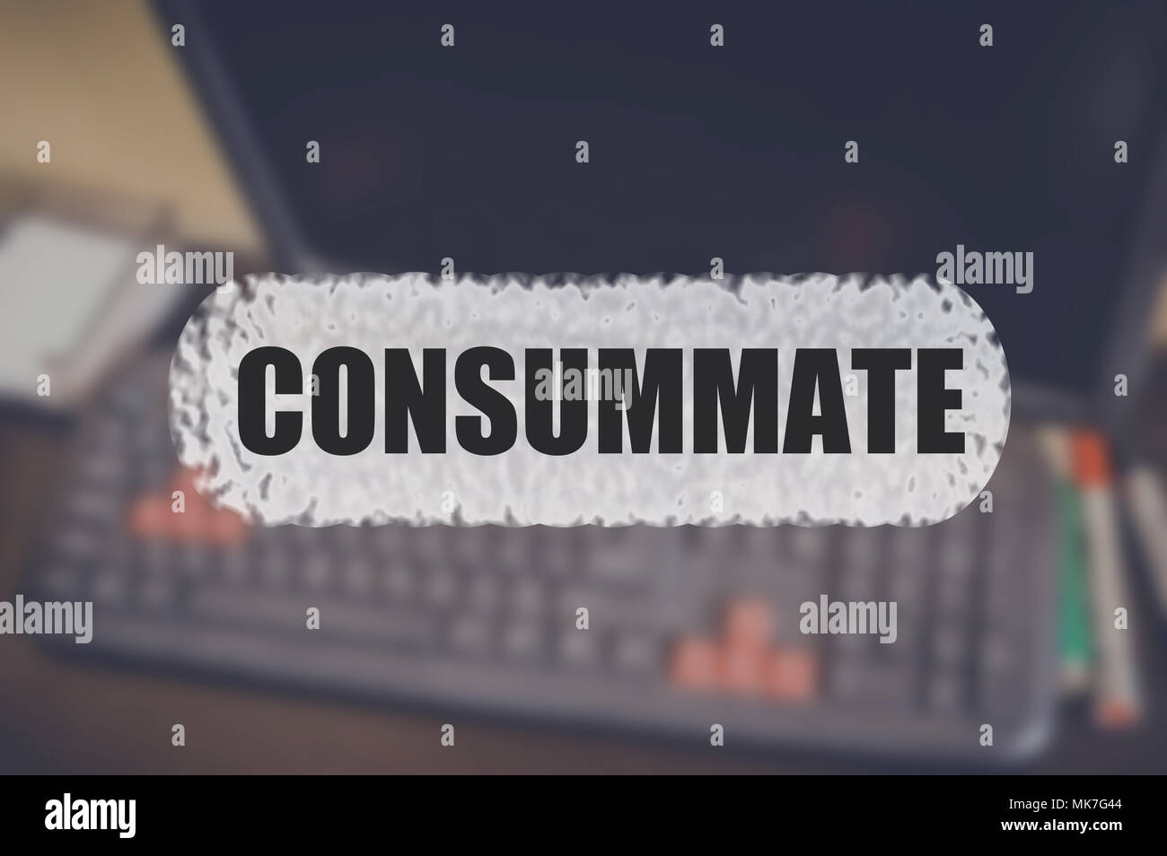 Consummate word with blurring business background Stock Photo - Alamy