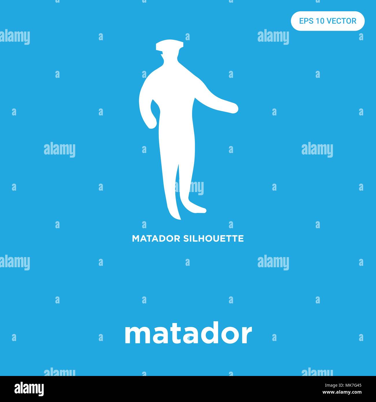 matador vector icon isolated on blue background, sign and symbol Stock ...
