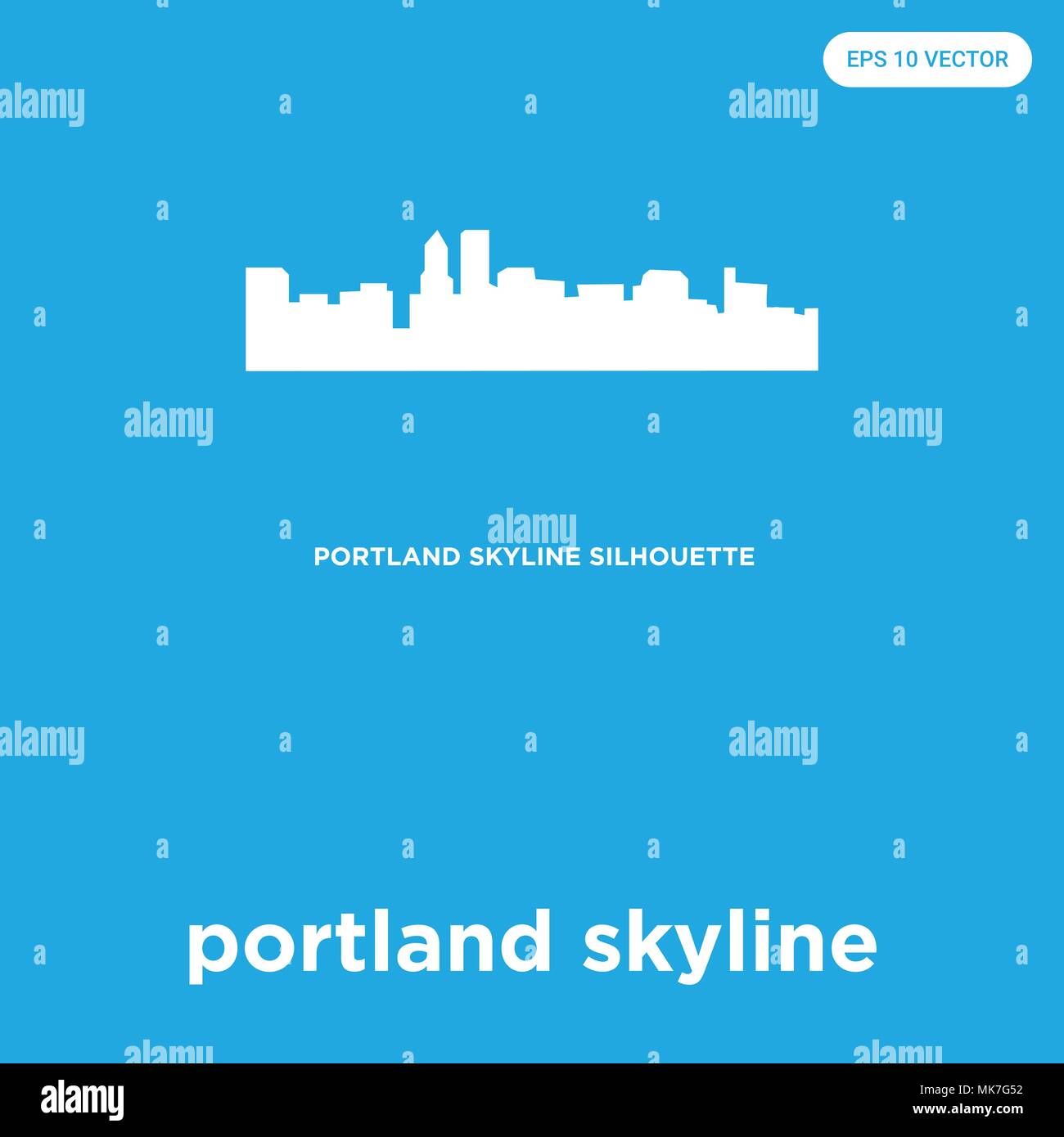 portland skyline vector icon isolated on blue background, sign and ...