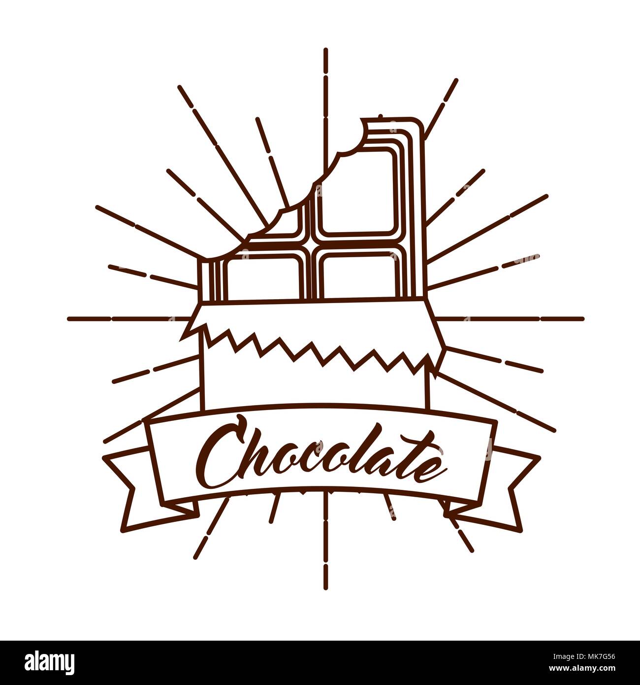 chocolate bar wrap bite vintage card vector illustration Stock Vector ...