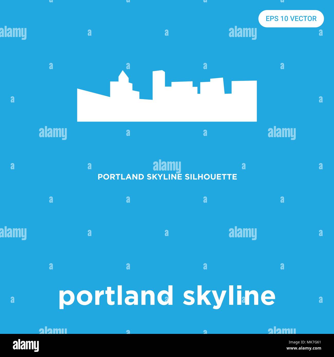 portland skyline vector icon isolated on blue background, sign and ...