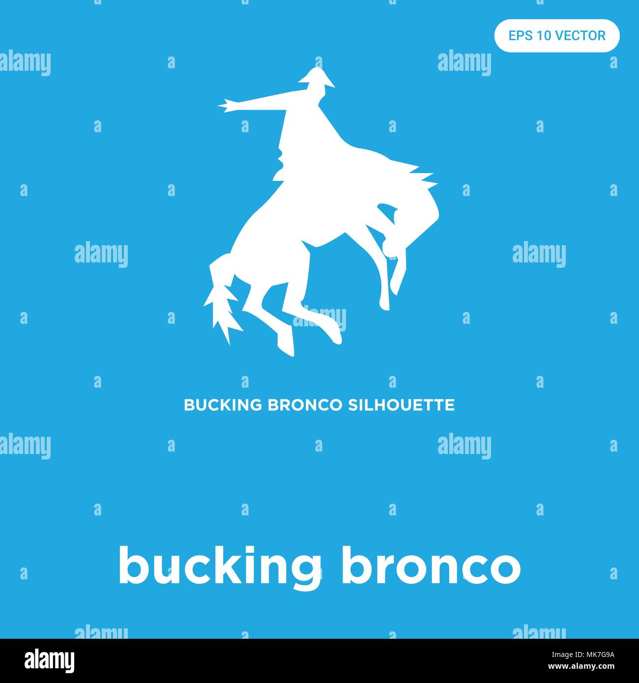 bucking bronco vector icon isolated on blue background, sign and symbol ...