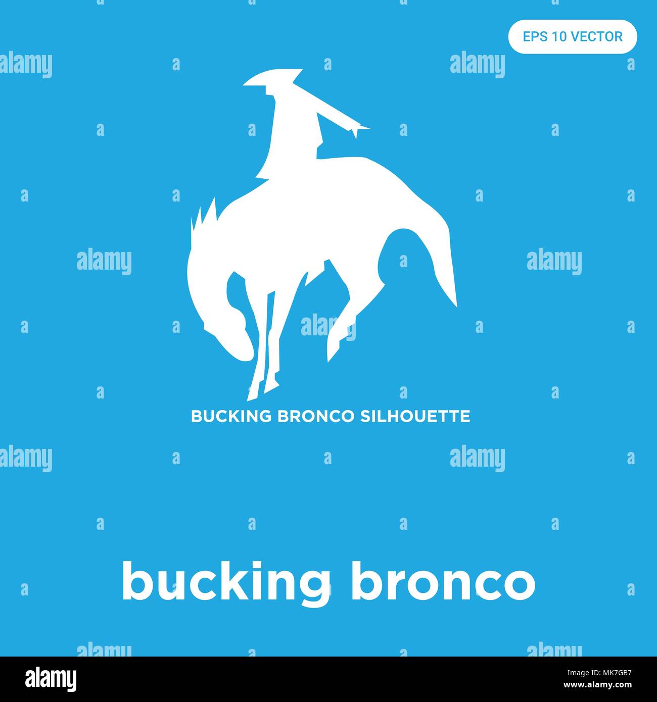 bucking bronco vector icon isolated on blue background, sign and symbol ...