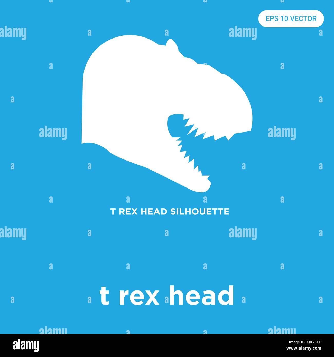 t rex head vector icon isolated on blue background, sign and symbol ...