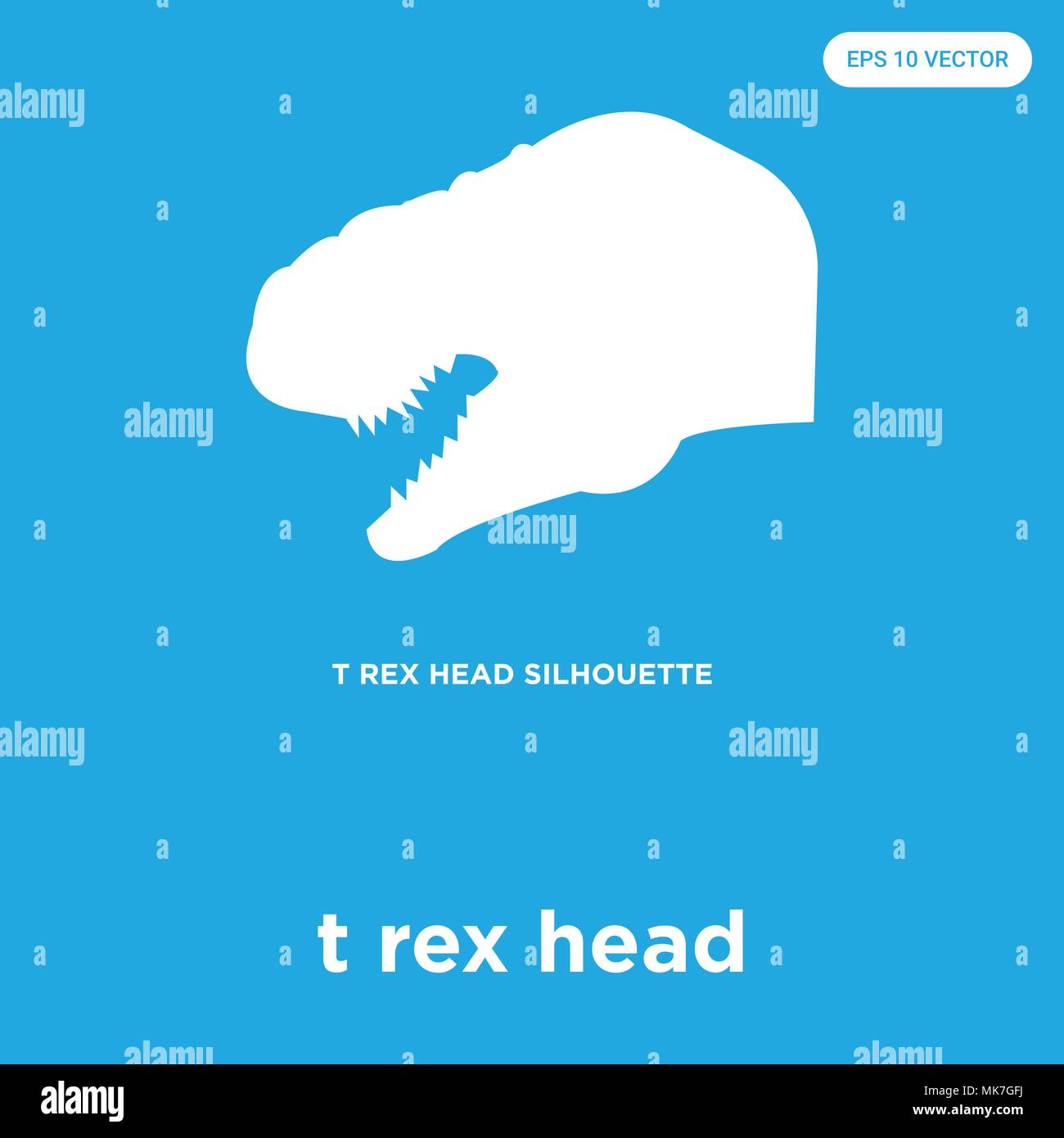 t rex head vector icon isolated on blue background, sign and symbol ...