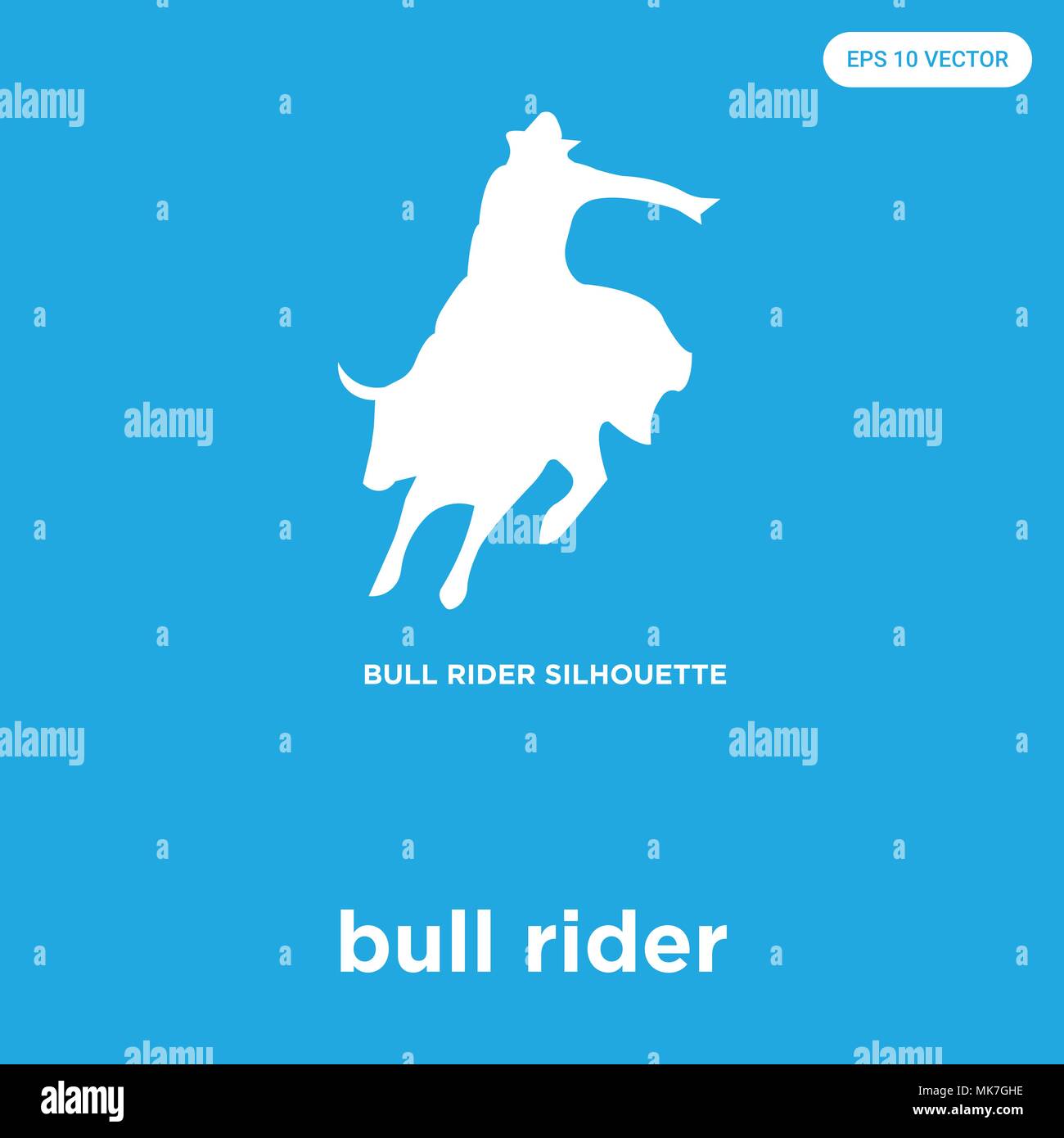 bull rider vector icon isolated on blue background, sign and symbol ...