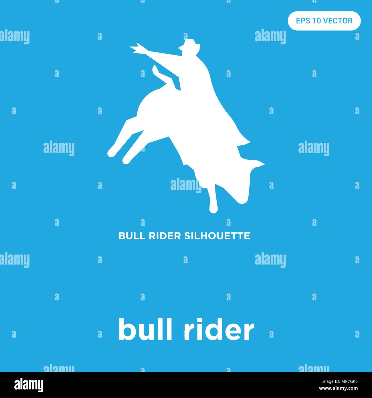 bull rider vector icon isolated on blue background, sign and symbol ...