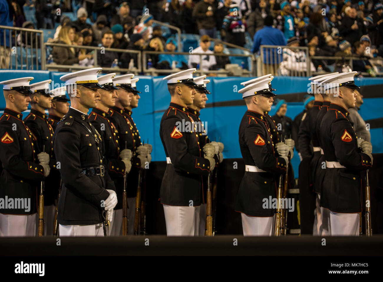 The U.S. Marine Corps Silent Drill Platoon prepares to perform ...
