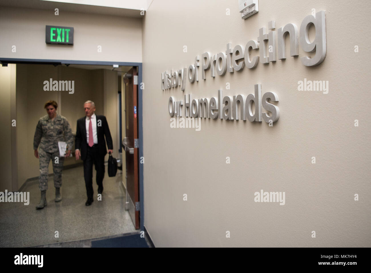 Defense Secretary Jim Mattis speaks with NORTHCOM Commander Gen. Lori ...