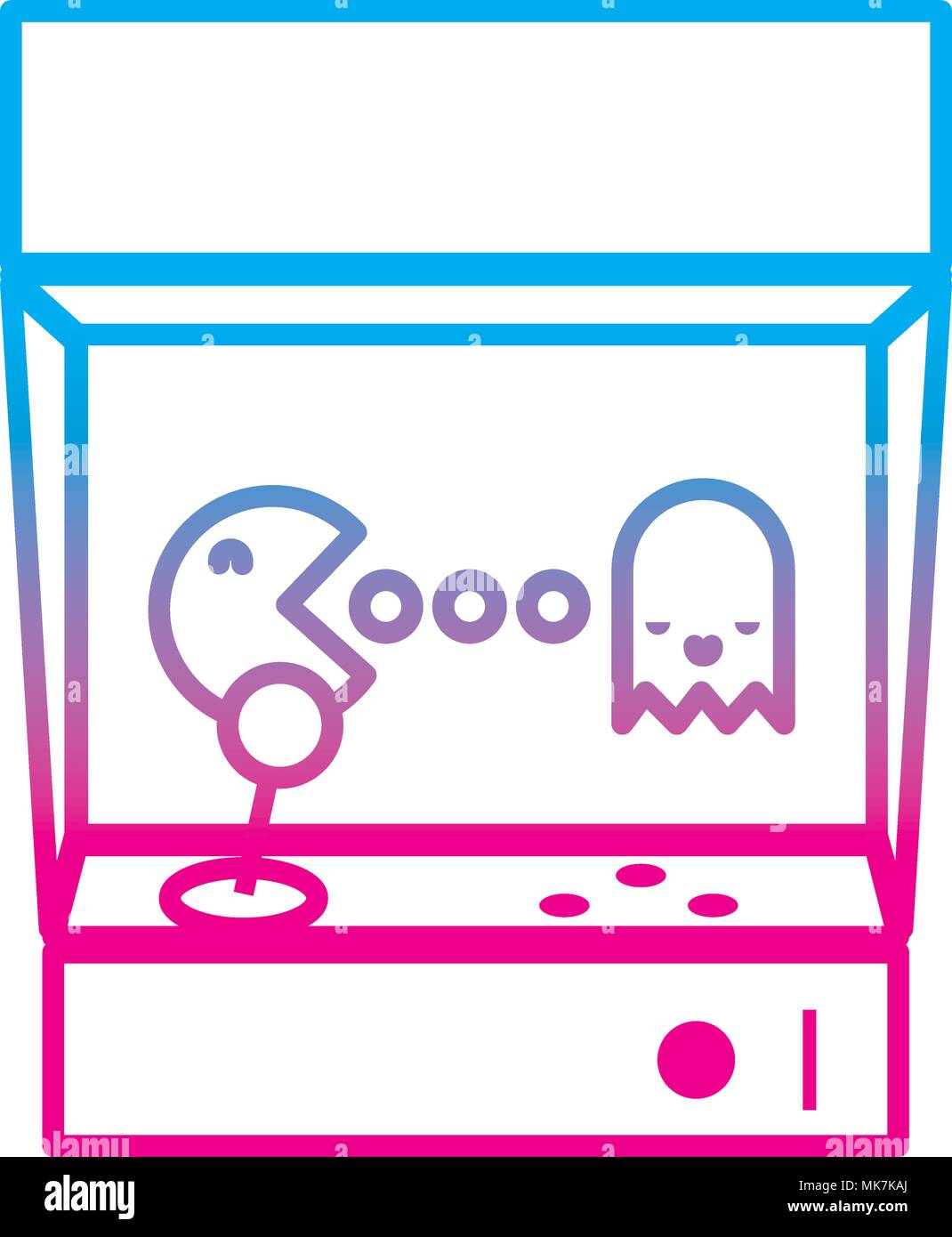 degraded line videogame machine with character eating cartoon Stock ...