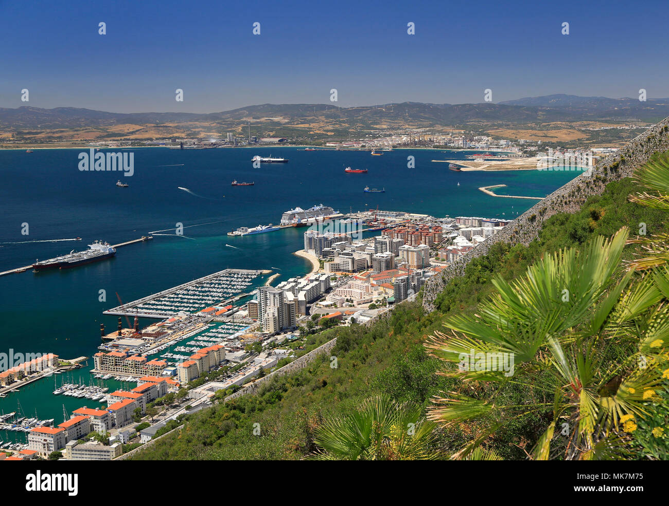 Gibraltar skyline, aerial view Stock Photo - Alamy