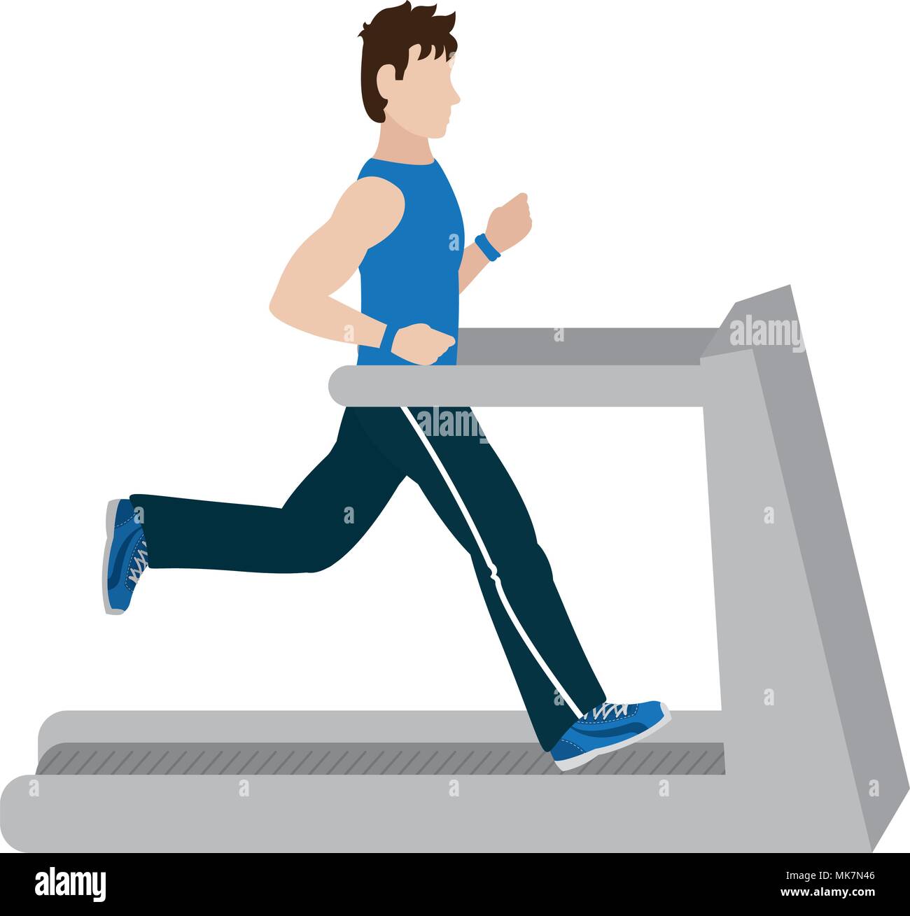 Man gym exercising treadmill Stock Vector Images - Alamy