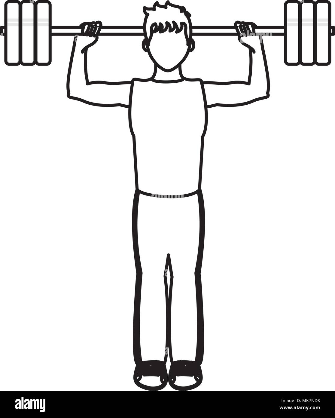 line fitness man lifting weights training Stock Vector Image & Art - Alamy