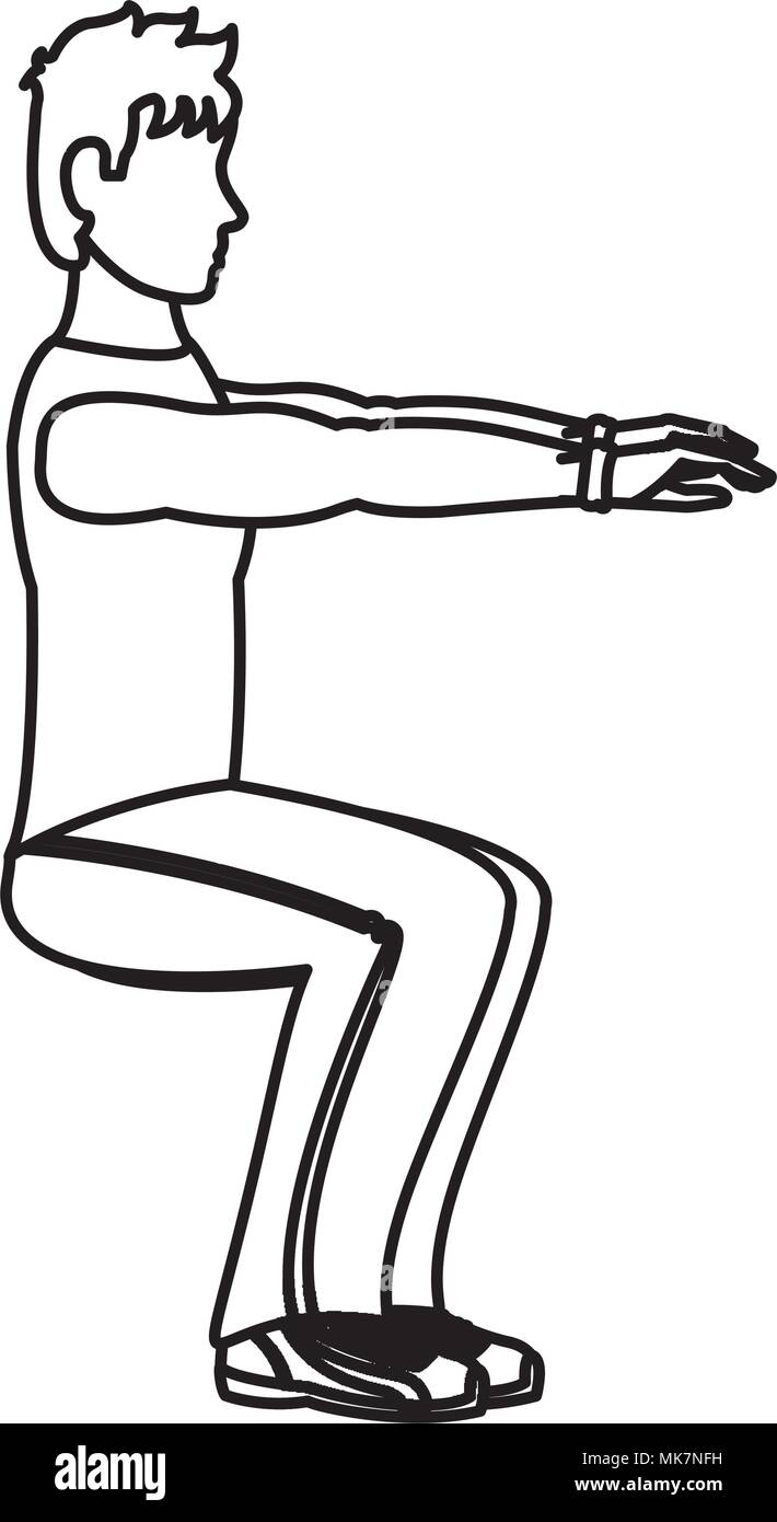 Muscular man doing squats Stock Vector Images - Alamy