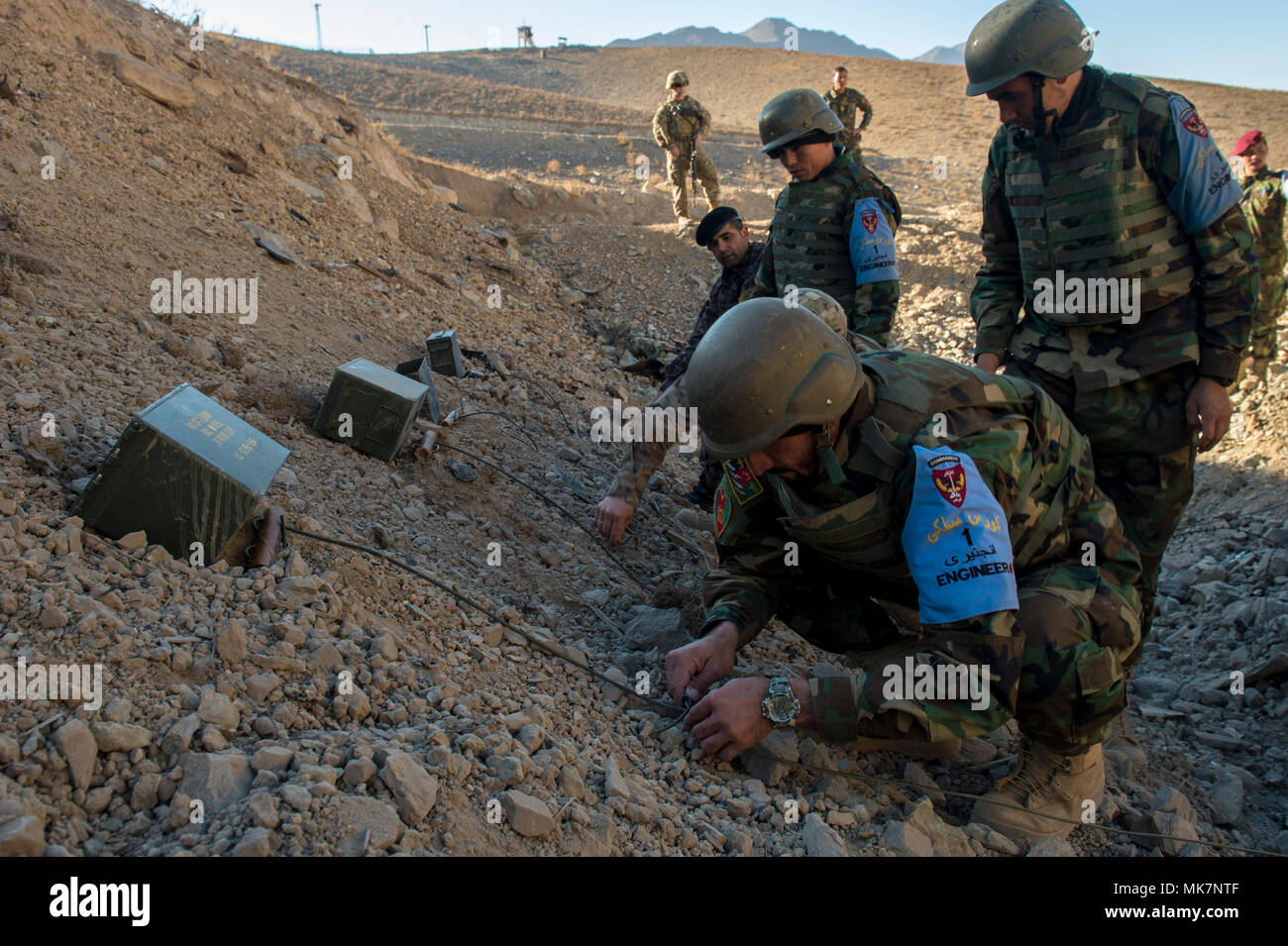 Afghan Commando engineers emplace explosive charges during demolition ...