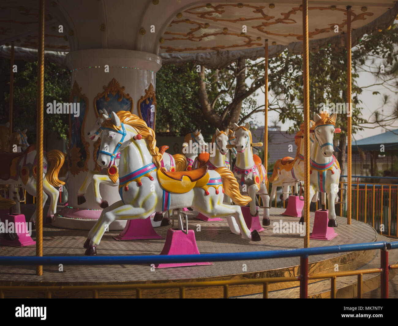 Traditional Carousel Horse on a Carnival Merry Go Round on Fun Fair in ...