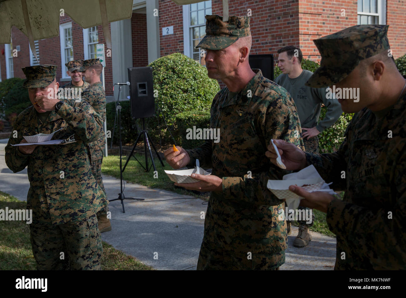 U.S. Marine Corps Brig. Gen. David W. Maxwell, left, commanding general ...