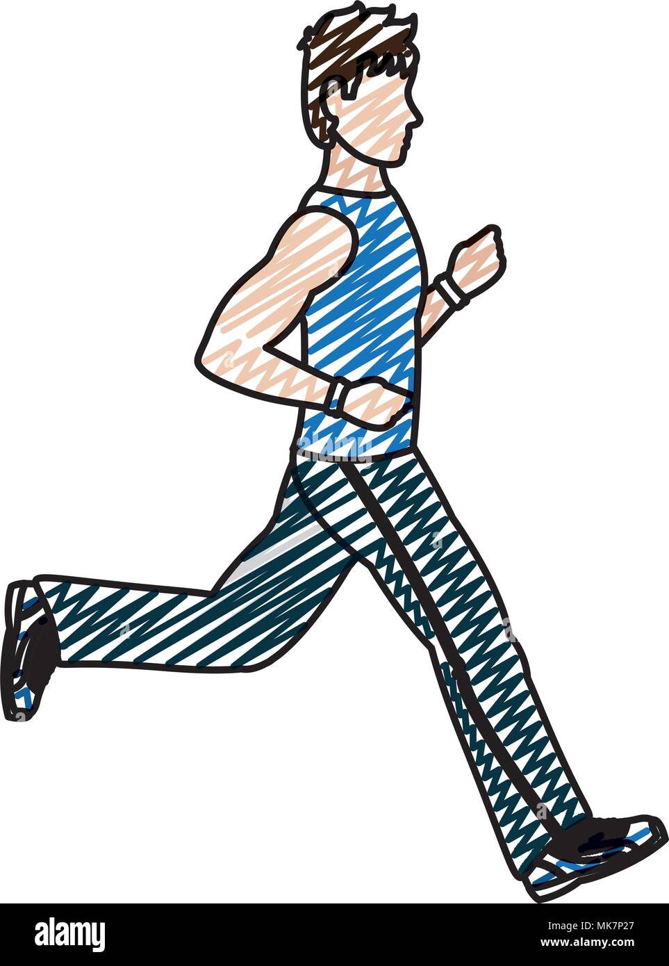 doodle fitness man running exercise training Stock Vector Image & Art ...