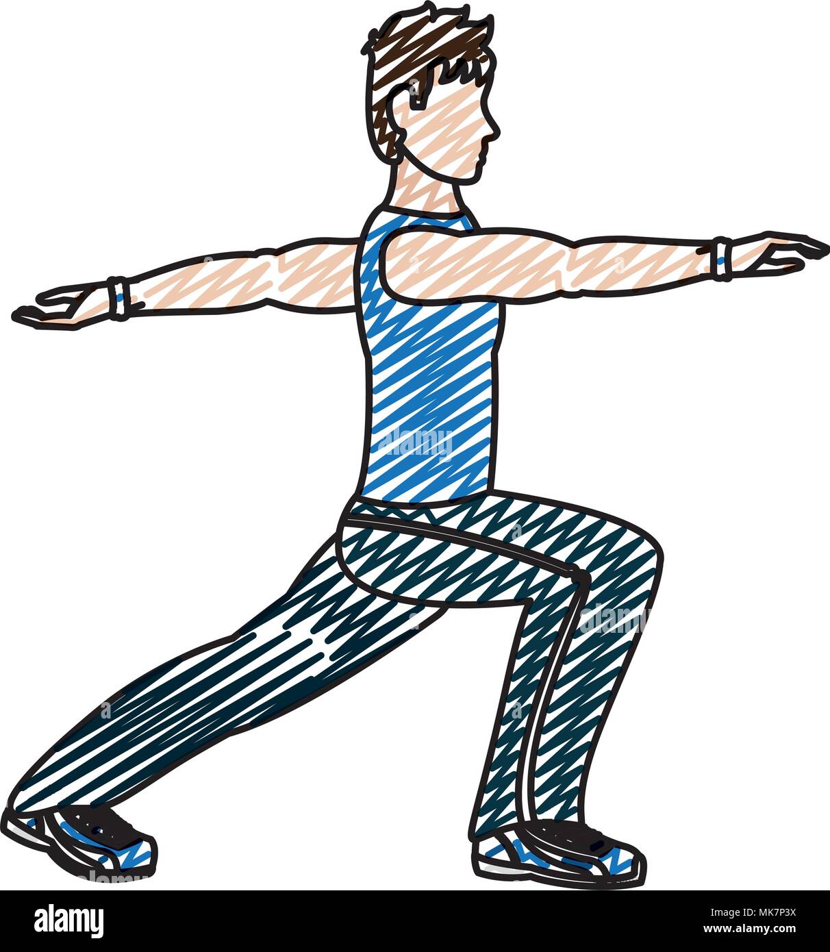 doodle fitness man lunges each leg exercise Stock Vector Image & Art ...