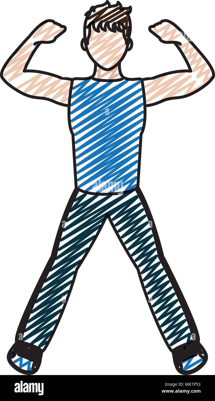 doodle fitness man doing exercise training Stock Vector Image & Art - Alamy