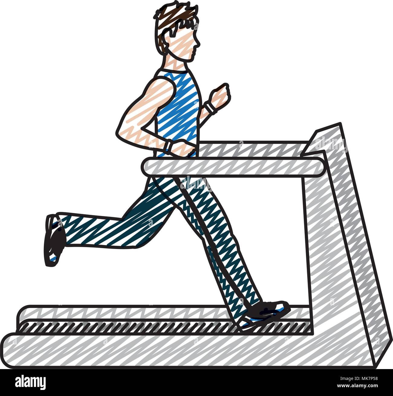 Exercising in gym treadmill cardio Stock Vector Images - Alamy