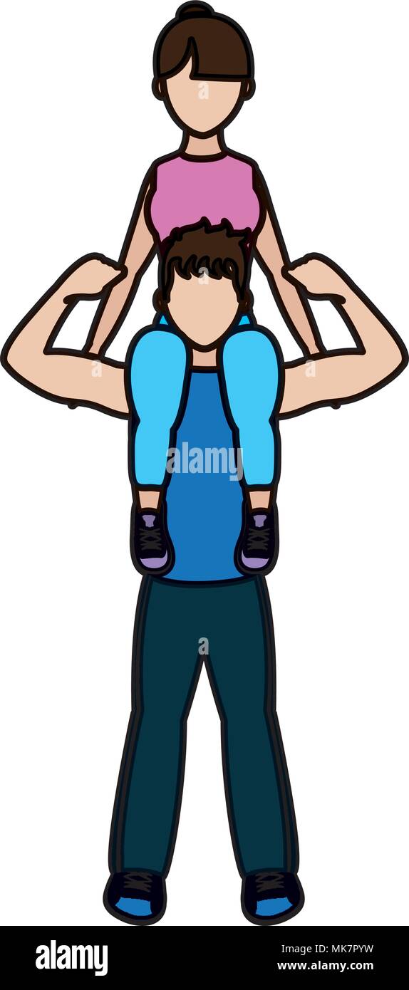 color man carrying on the shoulder woman training Stock Vector Image ...