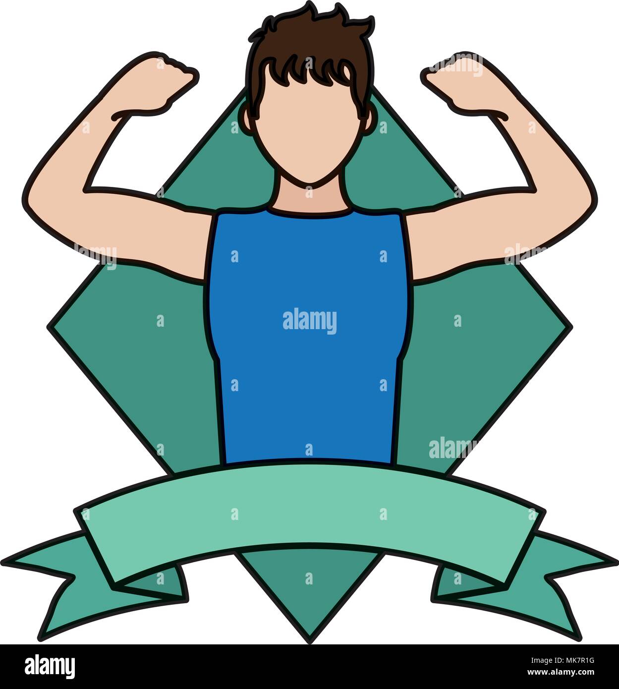 color man exercise training emblem and ribbon Stock Vector Image & Art ...