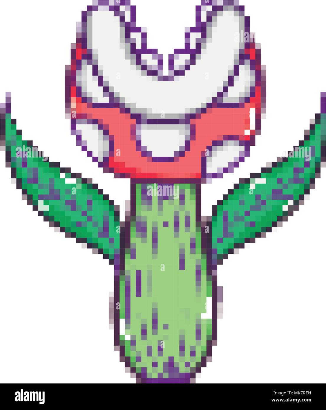 pixel plant character with mouth and teeth Stock Vector Image & Art - Alamy