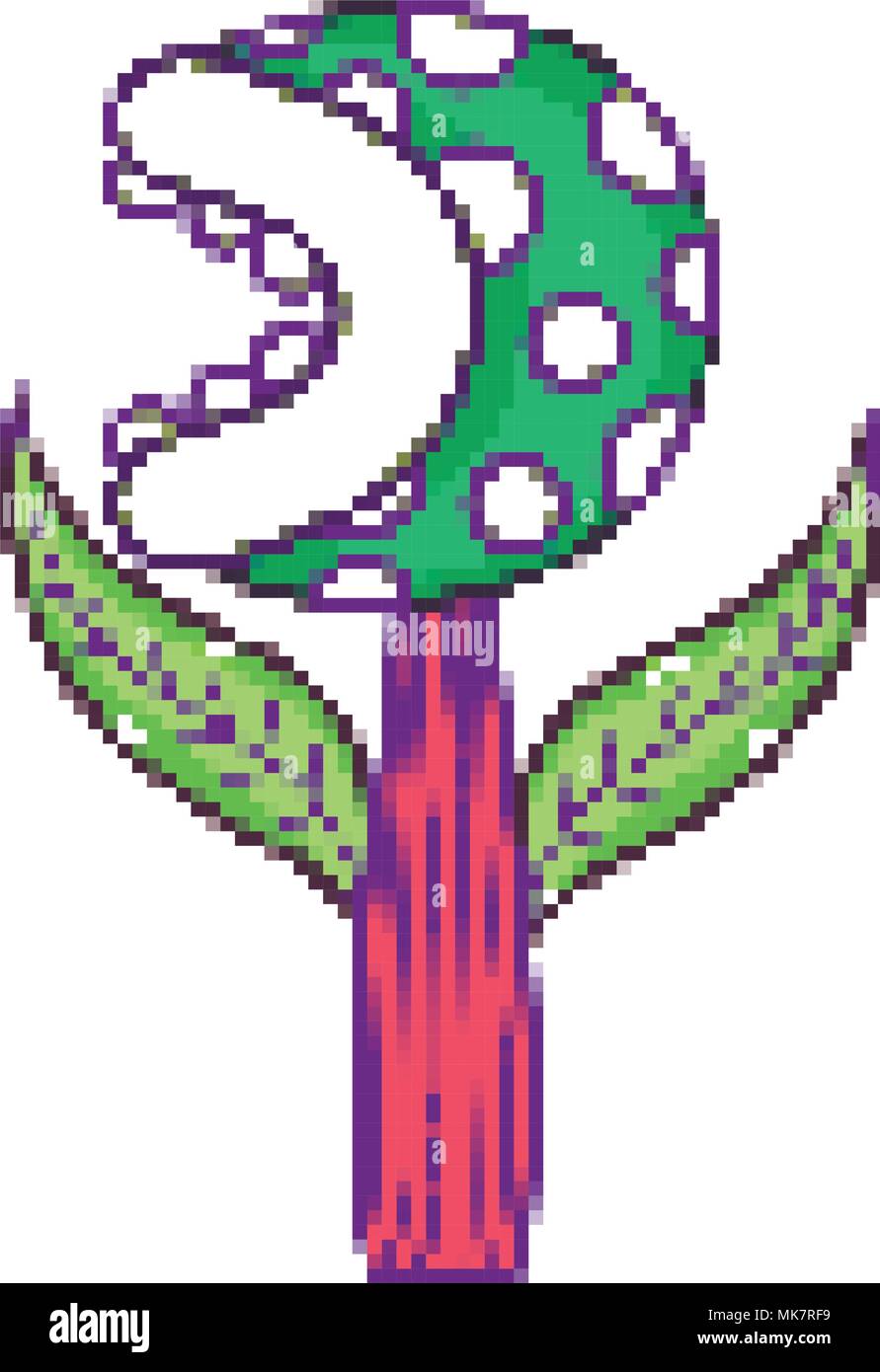 pixel character plant with mouth and teeth Stock Vector Image & Art - Alamy
