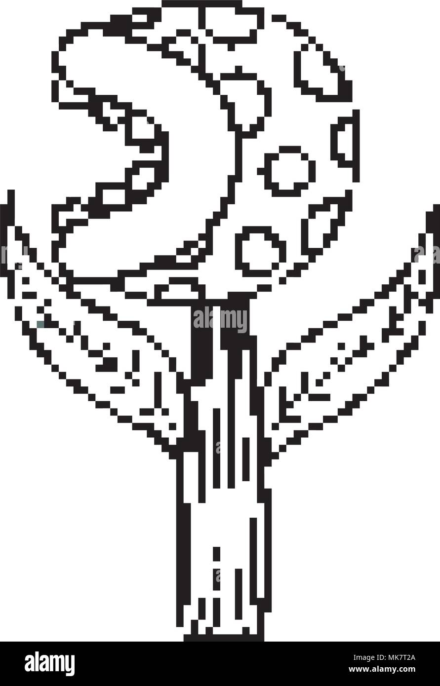 grunge pixel character plant with mouth and teeth Stock Vector Image ...