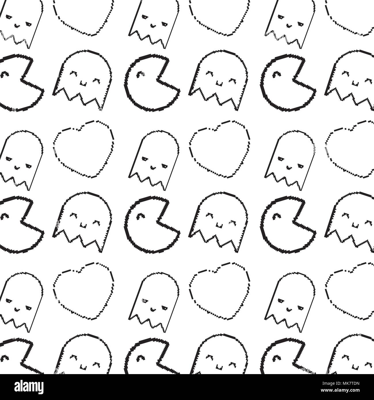 grunge videogame characters technology and heart background Stock ...
