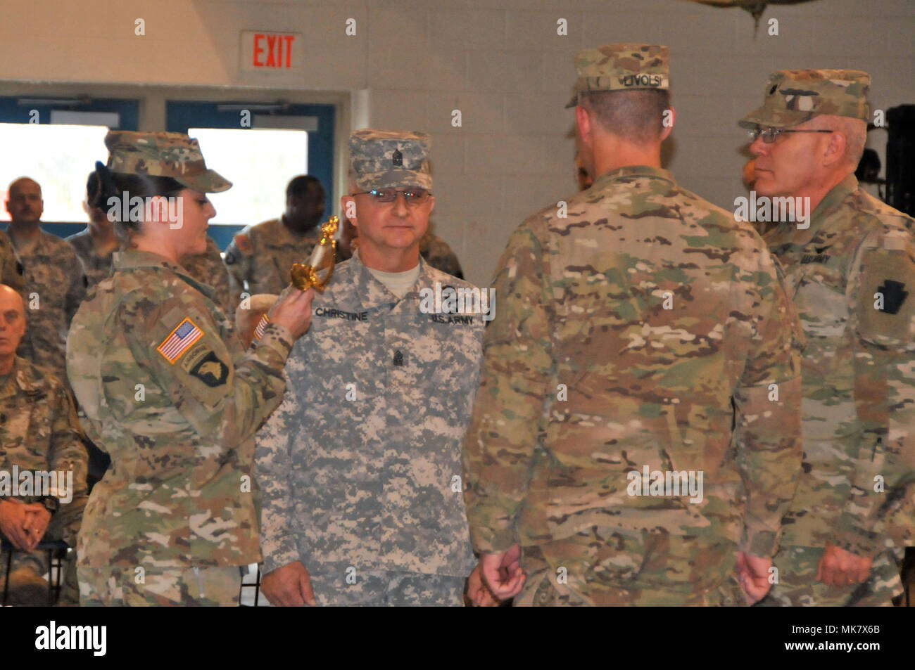 U.S. Army Command Sgt. Maj. Dell Christine, outgoing command sergeant ...