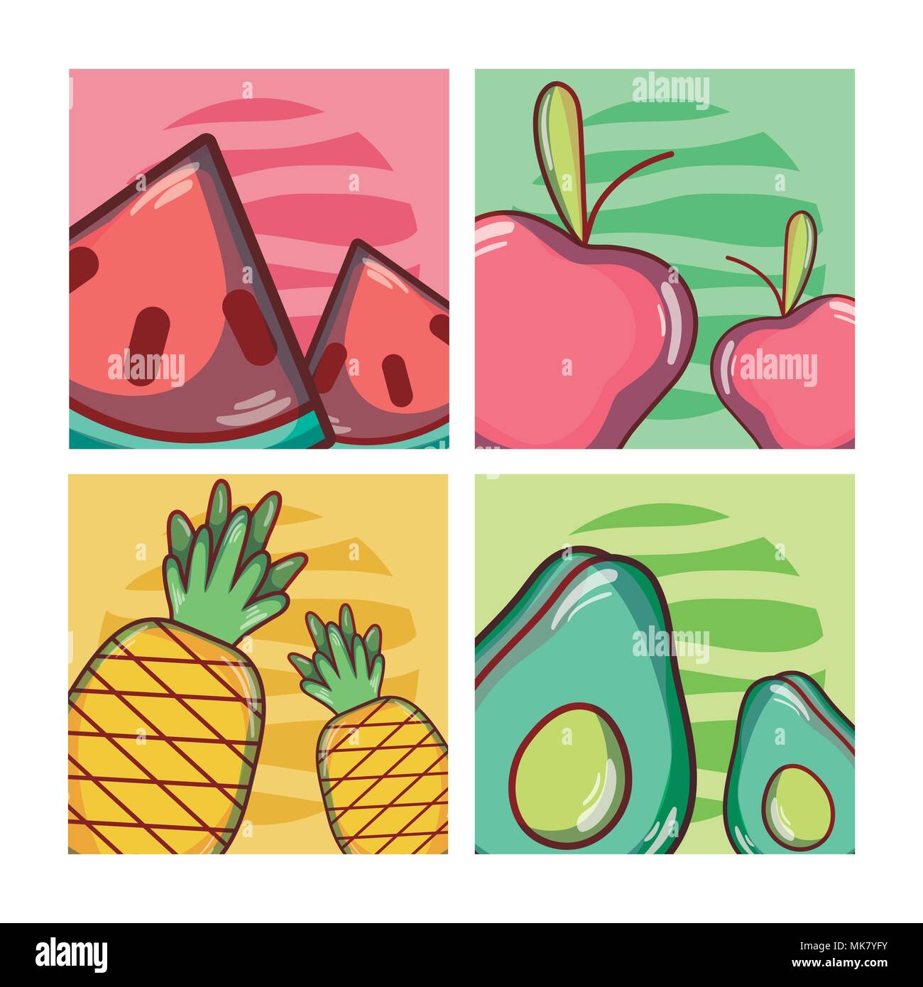 Set of fruits cartoons Stock Vector Image & Art - Alamy