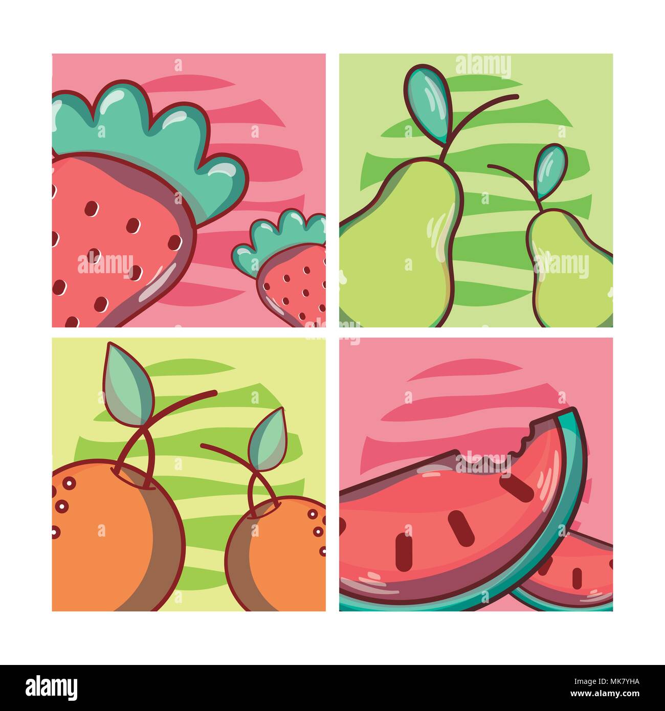 Set of fruits cartoons Stock Vector Image & Art - Alamy