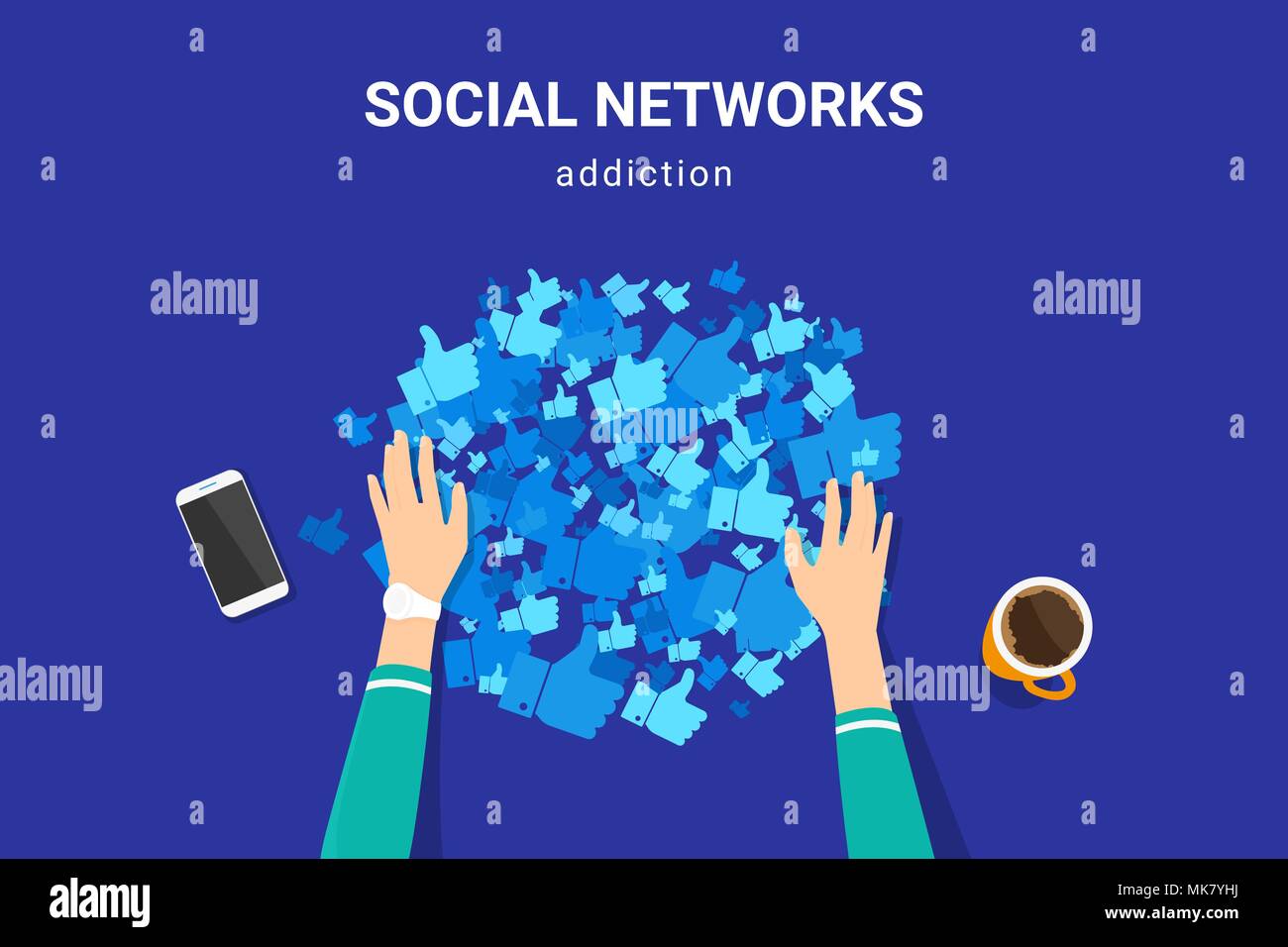 Social networks addiction to collect many likes from friends and fans ...