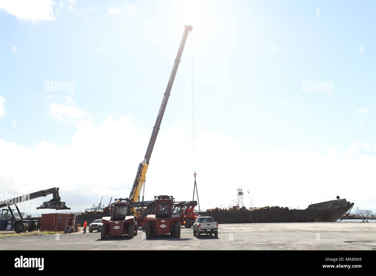 Elizabeth Columbia barge delivers 157 power poles to USACE in San Juan ...