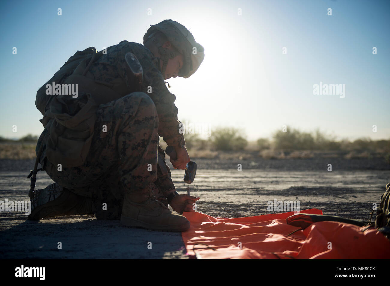 A U.S. Marine, of a Marine Air Traffic Control Mobile Team from the ...