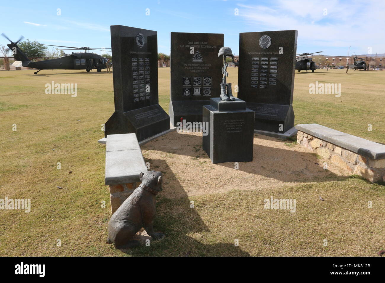 UH-60 Black Hawk helicopters line up on Bulldog Field to provide Col ...