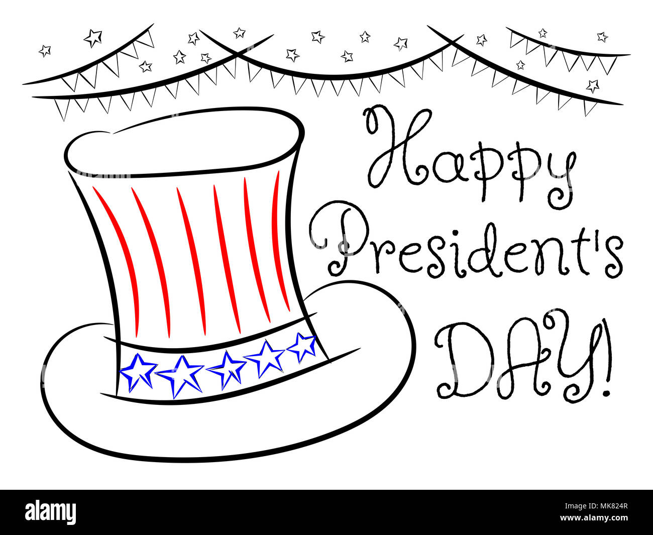 Happy president 's day sketch greeting card isolated on white Stock ...