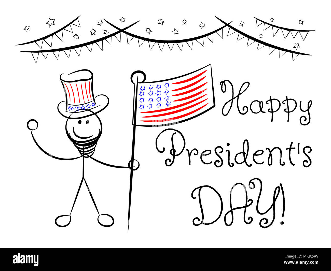 Happy president 's day sketch greeting card isolated on white Stock ...