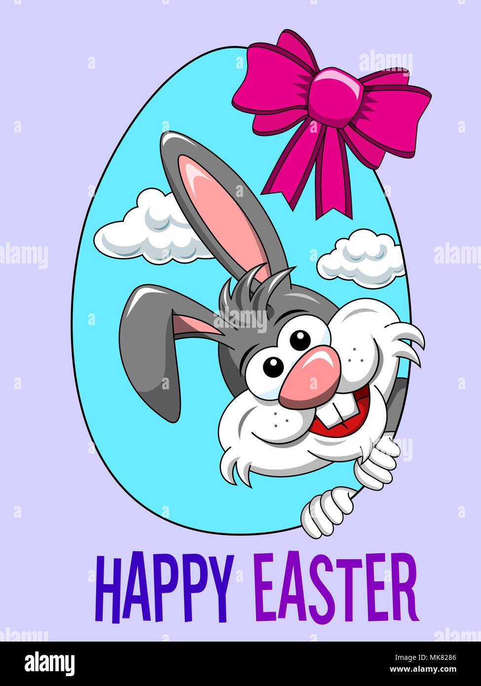 Happy Easter Cute rabbit or bunny peek a boo from egg shape banner ...