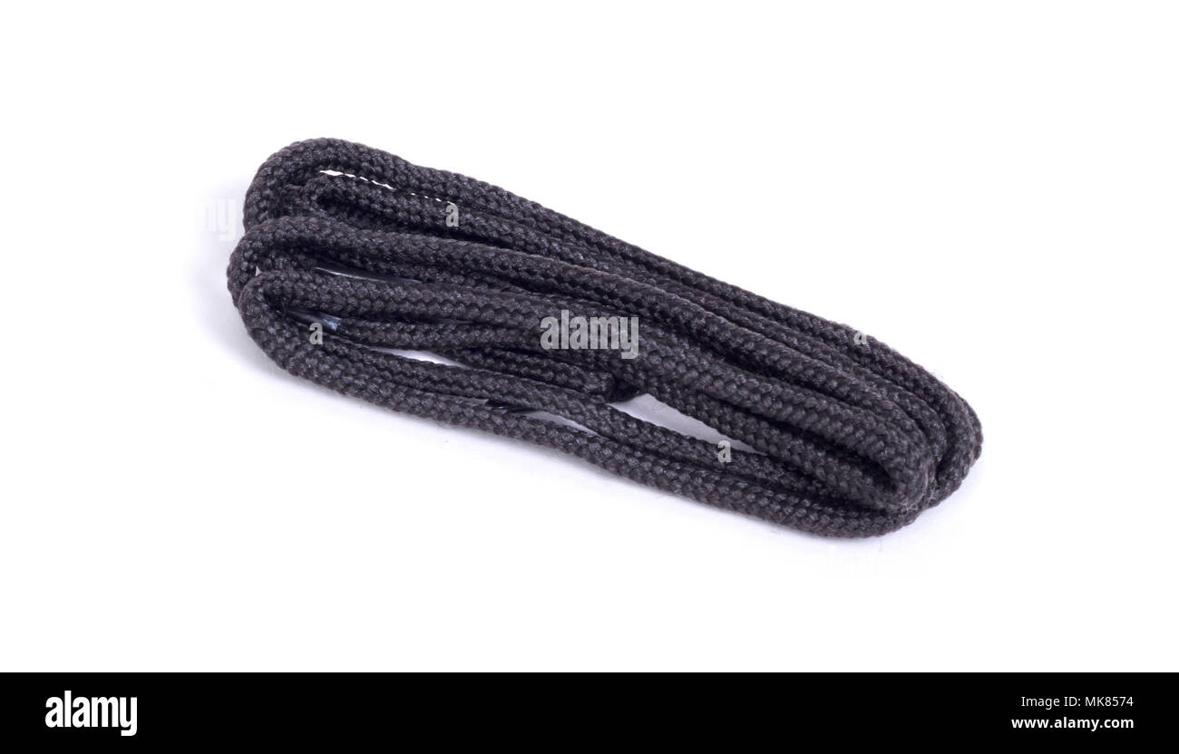 Pair of black shoelaces isolated on white Stock Photo - Alamy