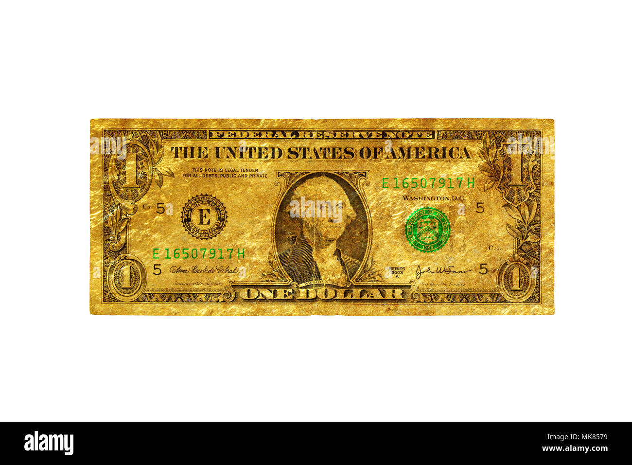 Creative US one Dollar bill, isolated on white Stock Photo - Alamy