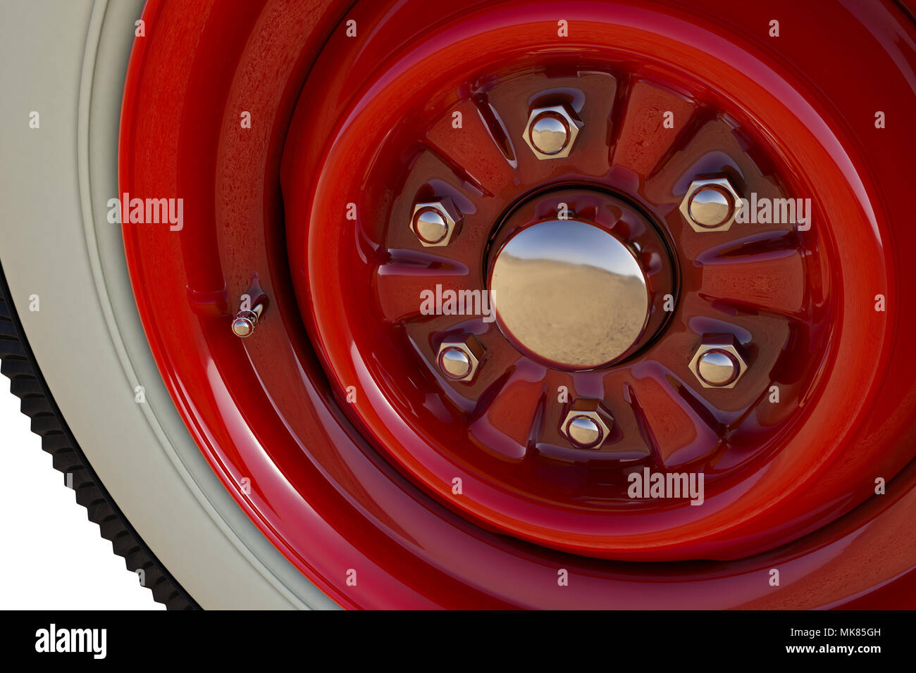 Red retro wheel. 3D render Stock Photo - Alamy
