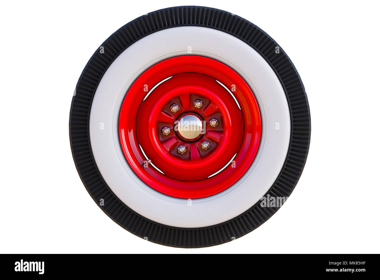 Red retro wheel. 3D render Stock Photo - Alamy