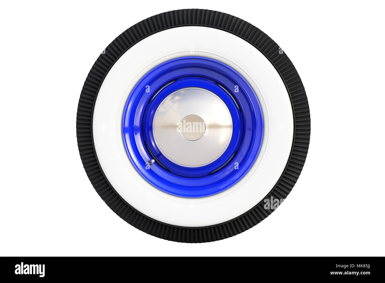 Blue retro wheel. 3D render Stock Photo - Alamy