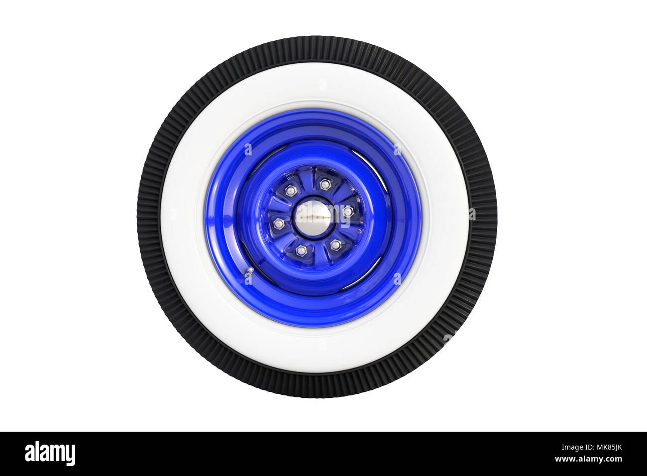 Blue retro wheel. 3D render Stock Photo - Alamy